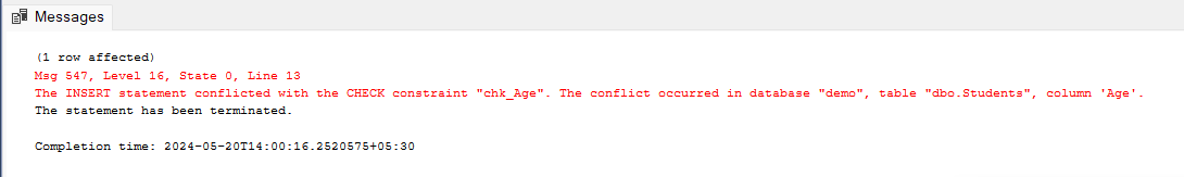 "SQL CHECK Constraint | Free Online SQL Course