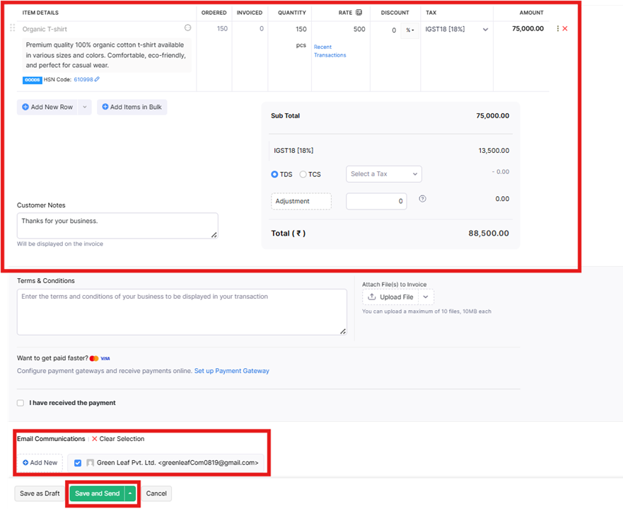 Invoices Create – Iqra Technology